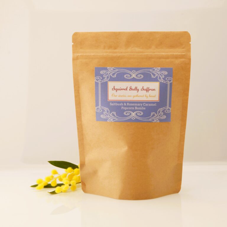 Saltbush and Rosemary Caramel Popcorn Bombs - Squirrel Gully Saffron